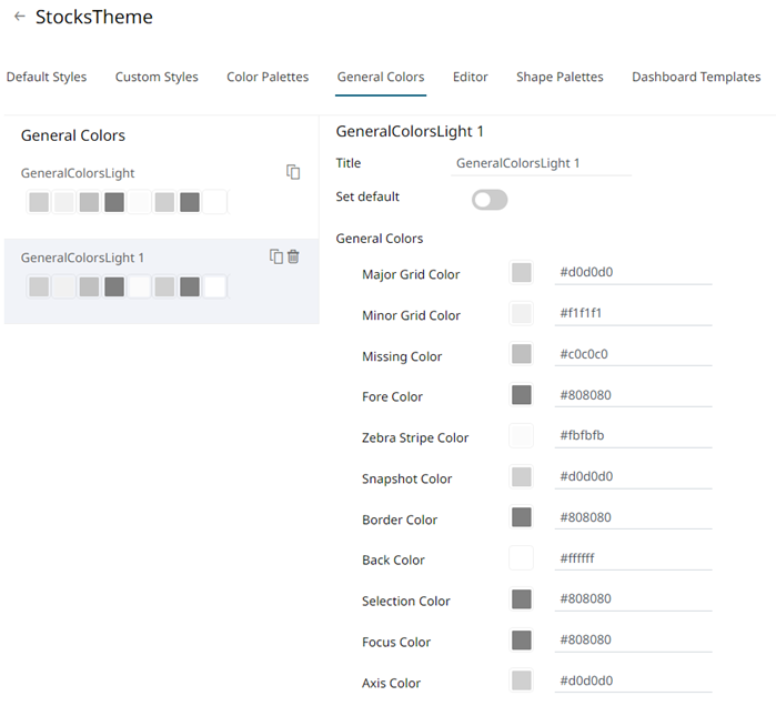 Define the General Color Settings of a Theme